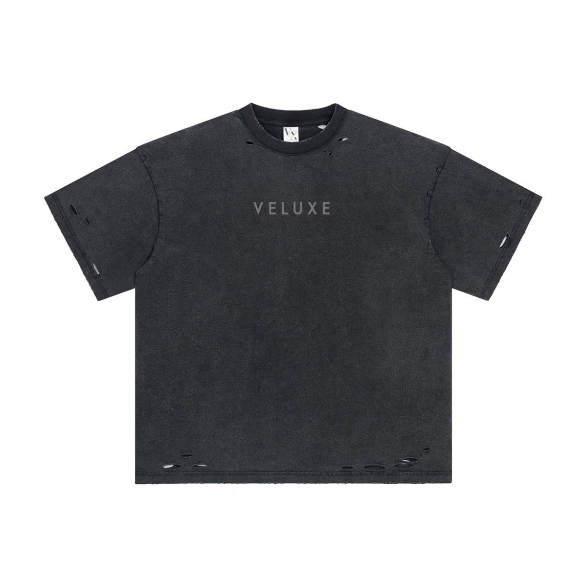 Distressed black tee – VELUXE